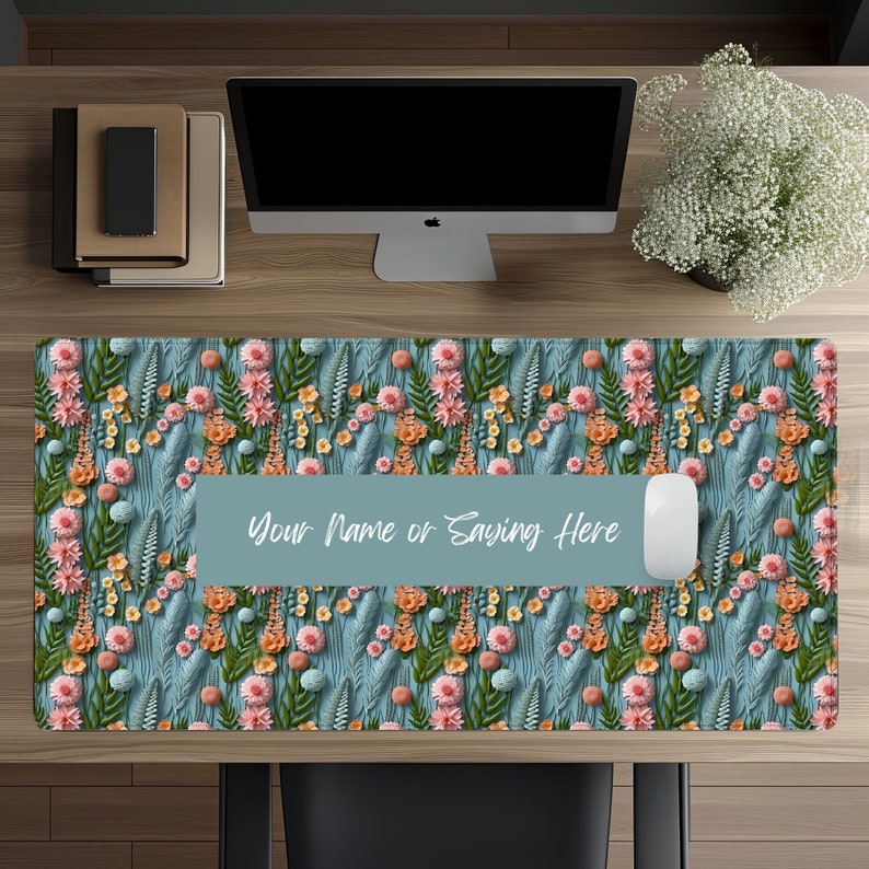 3D Spring Floral Desk Mat Personalized Pattern Desk Mat Accessory Cute ...