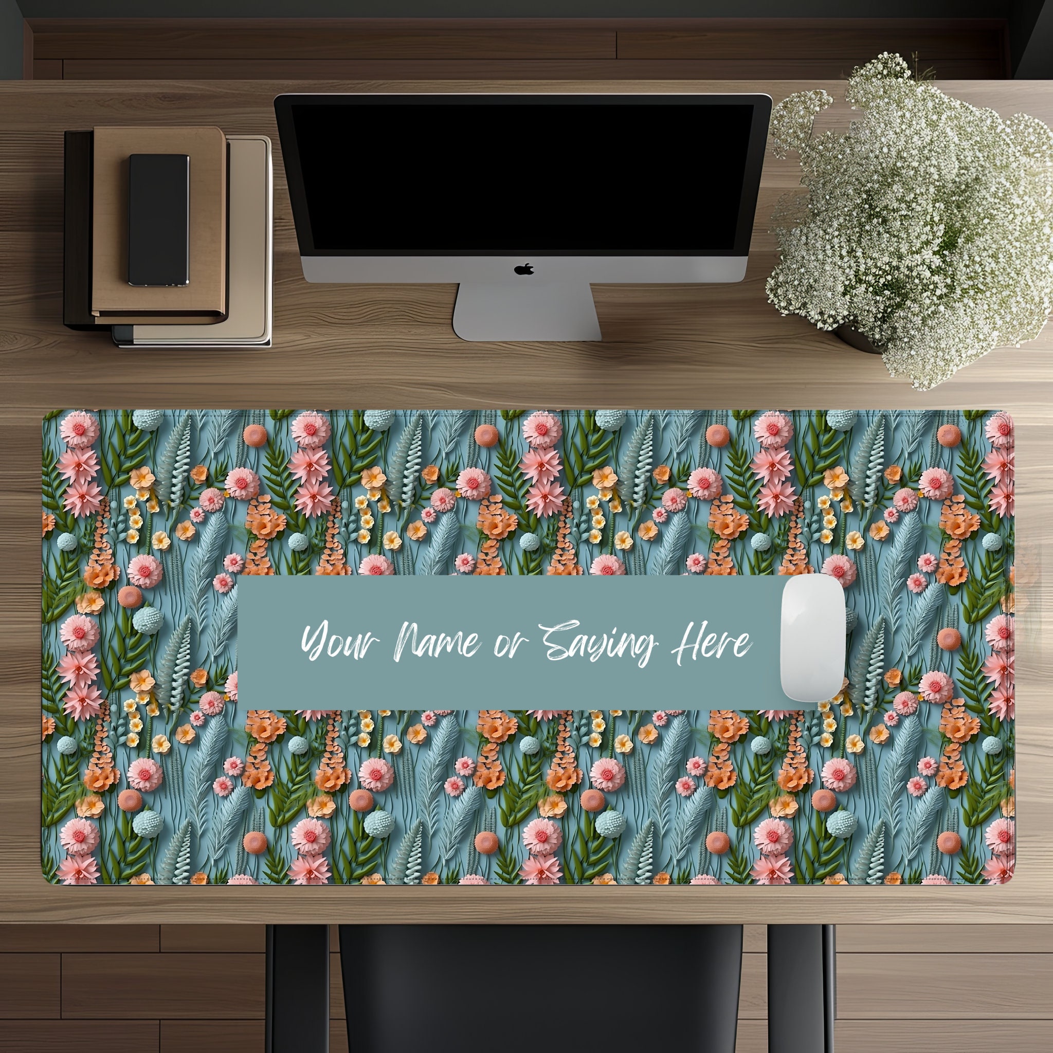 3D Spring Floral Desk Mat Personalized Pattern Desk Mat Accessory Cute ...
