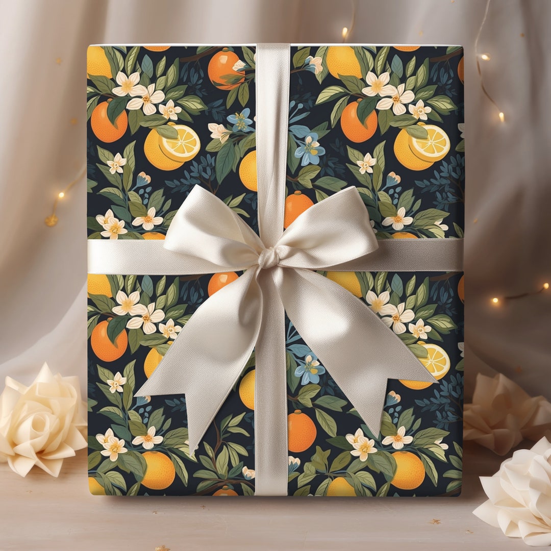 Citrus Floral Wrapping Paper Gift Wrap Spring Wrap Illustration ...