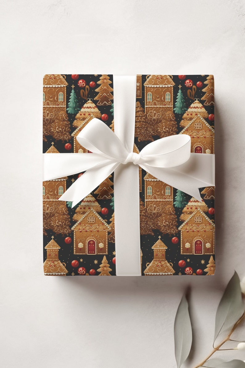 Christmas Wrapping Paper Gingerbread Gift Wrap Xmas Holiday Wrap ...