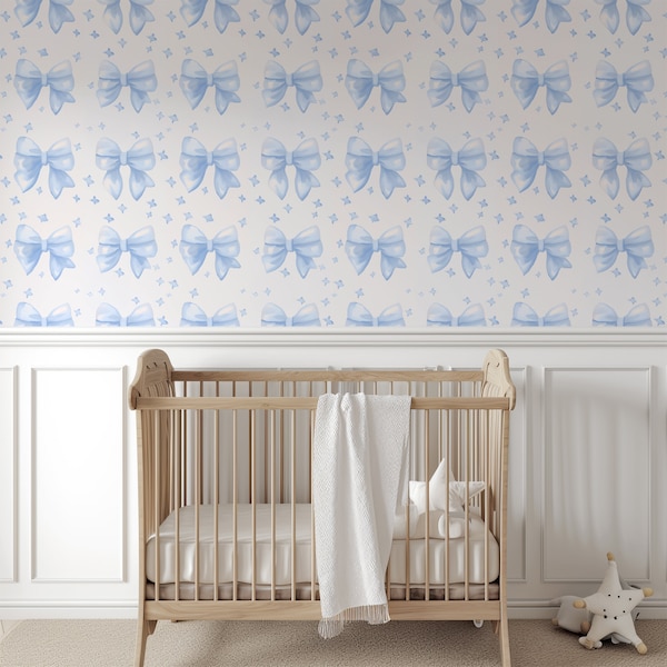 Blue Bows Wallpaper - Etsy
