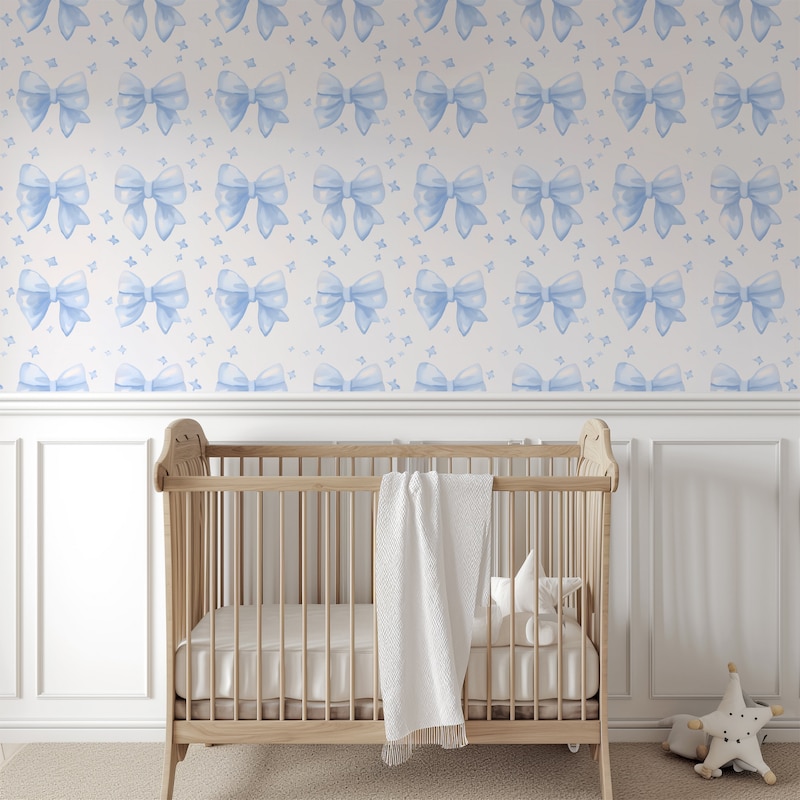 Blue Bow Wallpaper for Room - Etsy