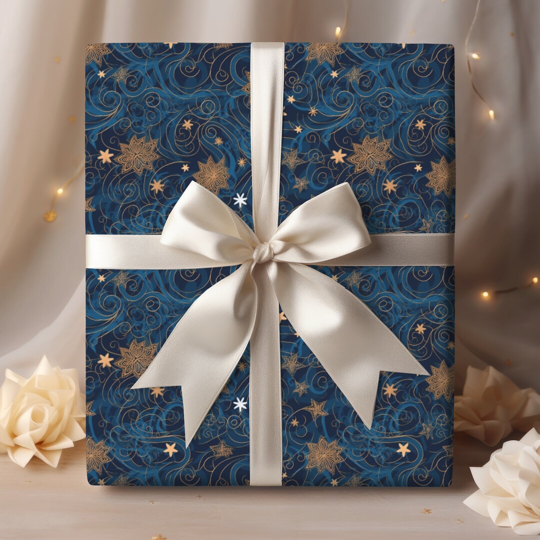 Modern Christmas Star Wrapping Paper: Blue star Wrap Xmas - Etsy