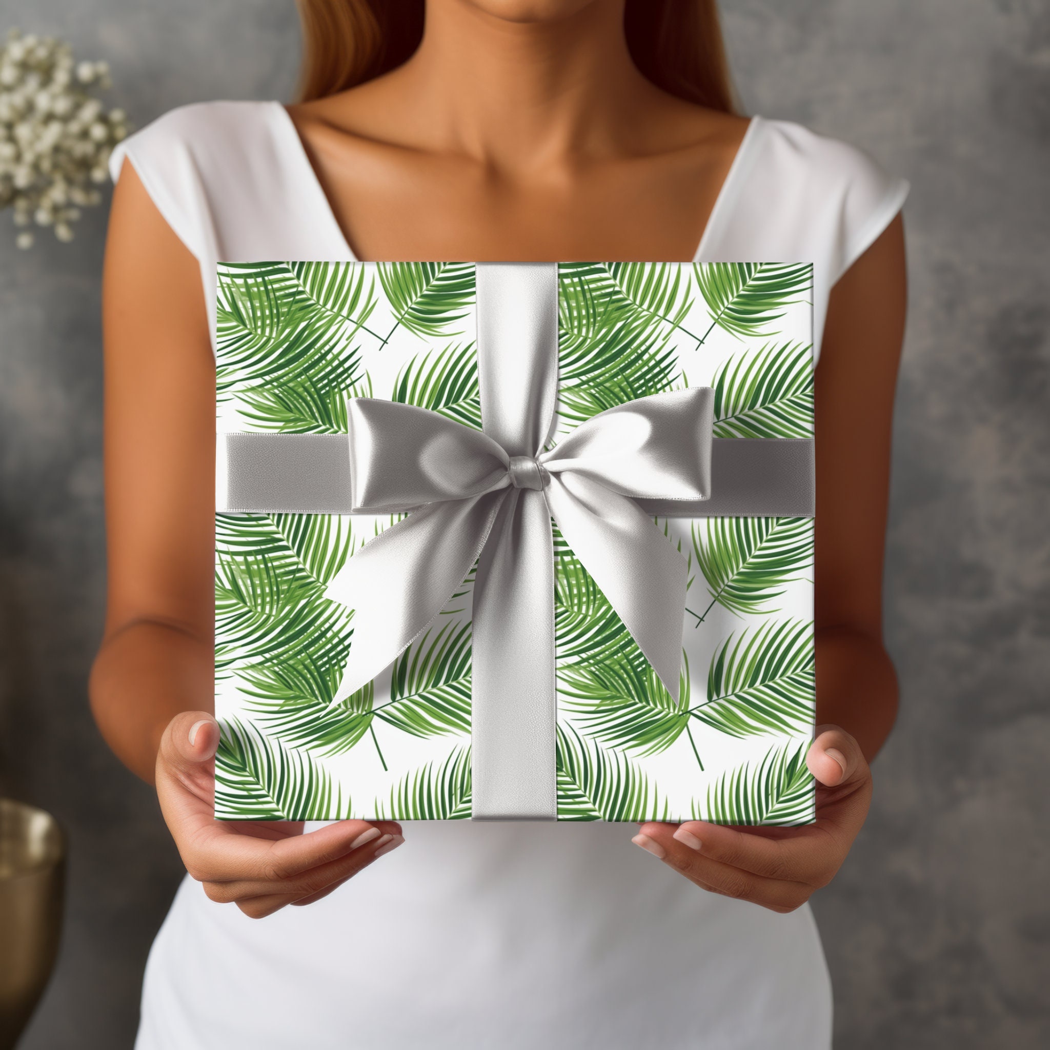 Palm Frond Floral Wrapping Paper Gift Wrap Spring Wrap Illustration ...