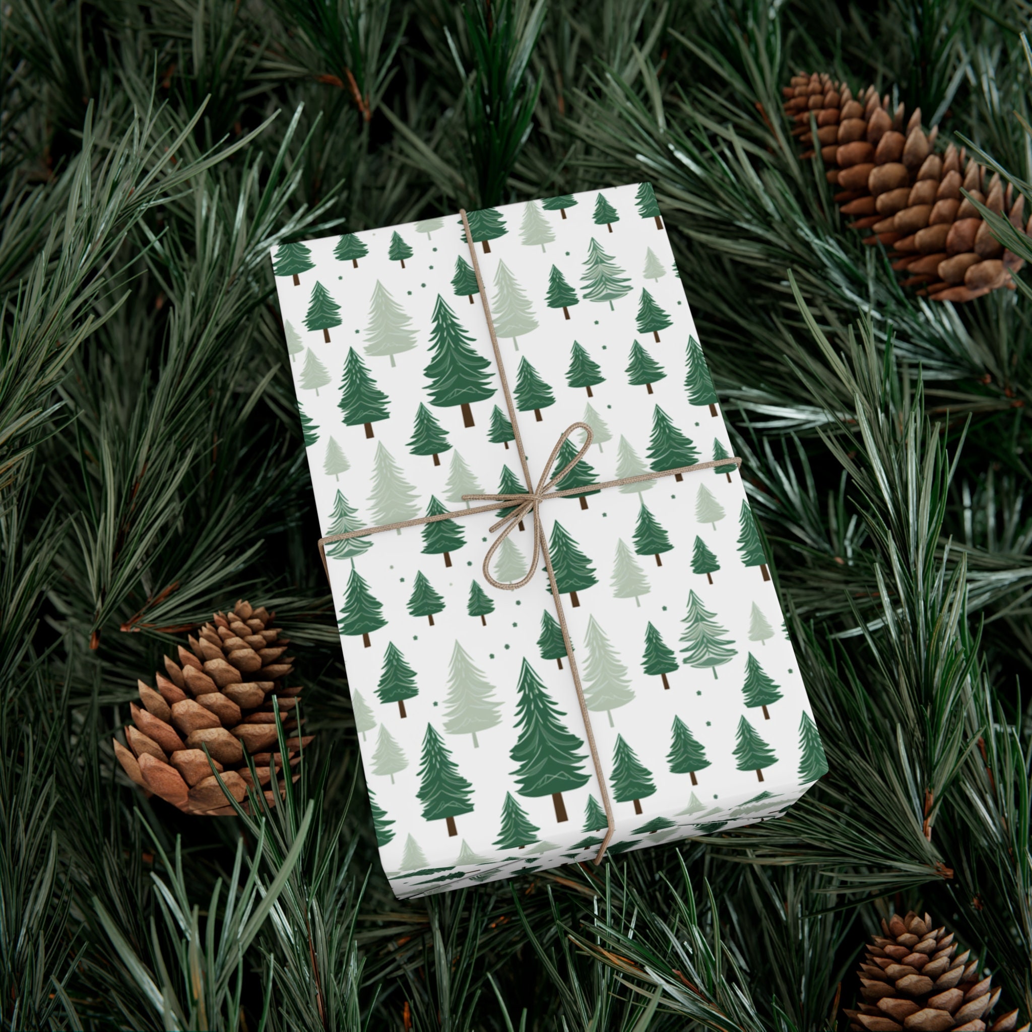 Christmas Tree Wrapping Paper: Green tree Wrap Green Xmas - Etsy