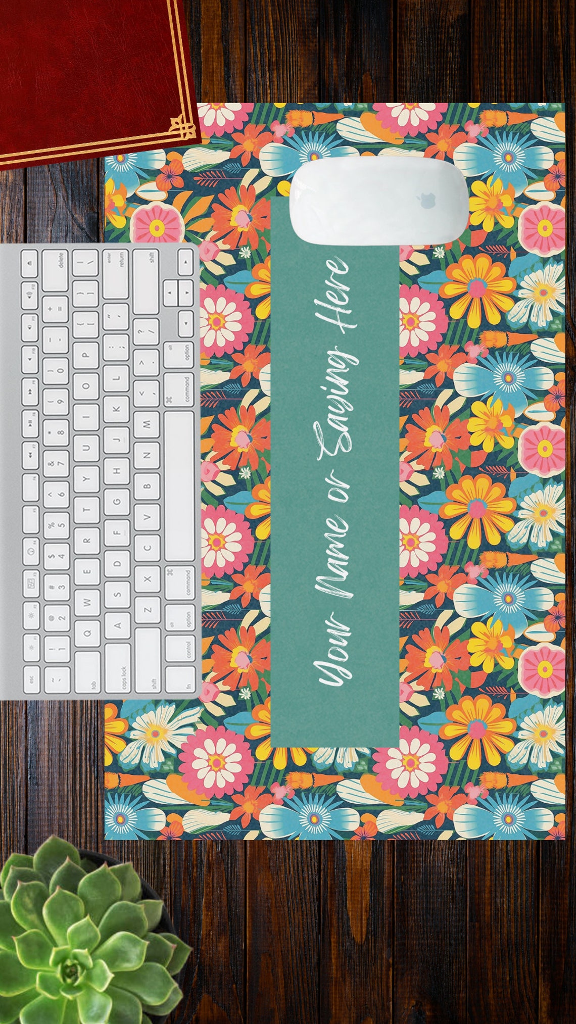 Retro Floral Desk Mat Personalized Pattern Desk Mat Desk Accessory Cute ...