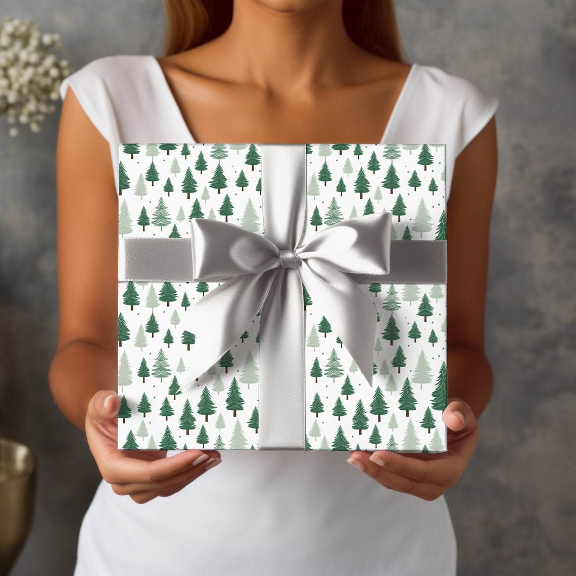 Christmas Tree Wrapping Paper: Green tree Wrap Green Xmas - Etsy