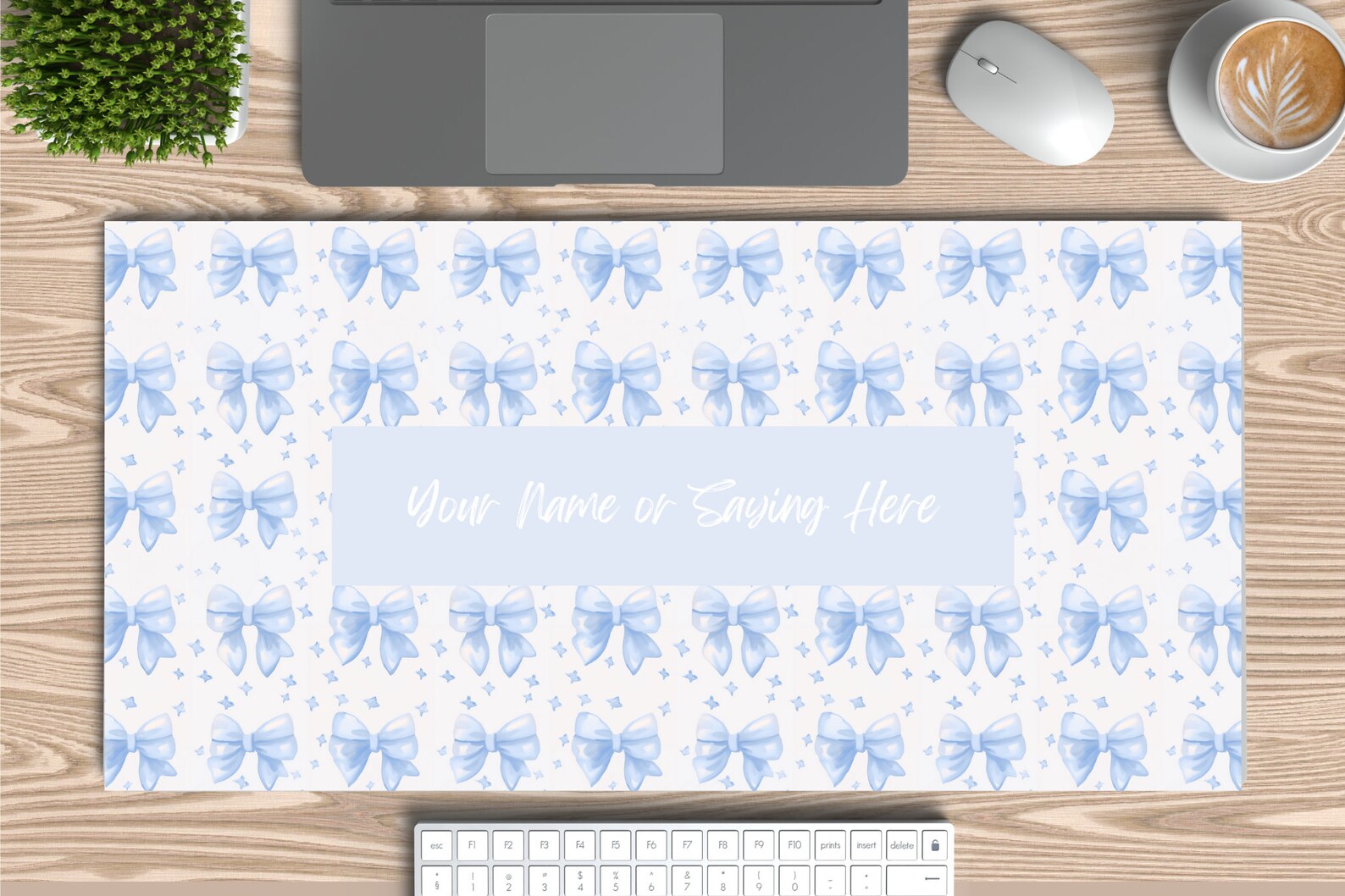 Blue Bow Desk Mat Personalized Pattern Desk Mat Desk Accessory Cute ...