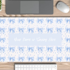 Blue Bow Desk Mat Personalized Pattern Desk Mat Desk Accessory Cute ...