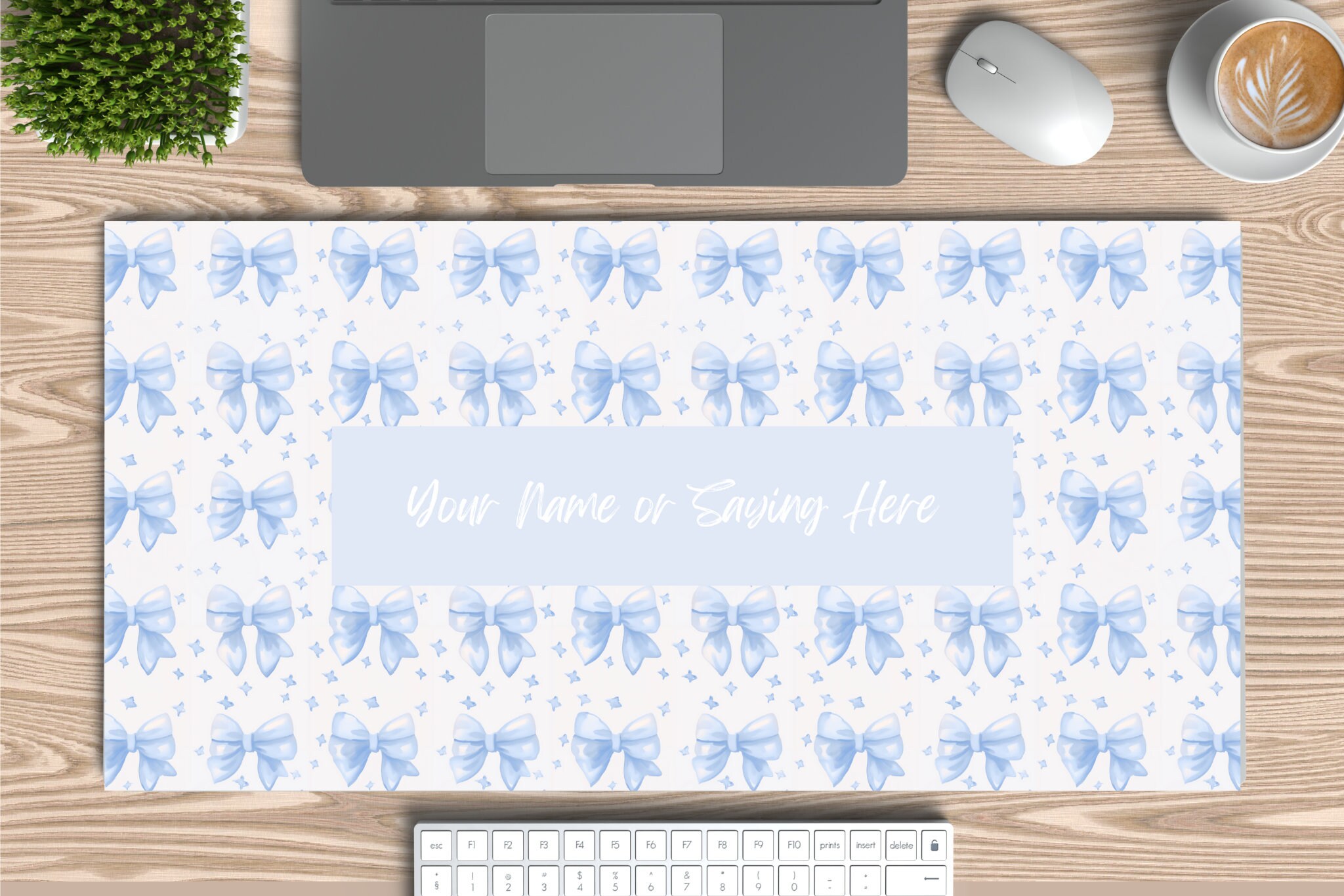 Blue Bow Desk Mat Personalized Pattern Desk Mat Desk Accessory Cute ...