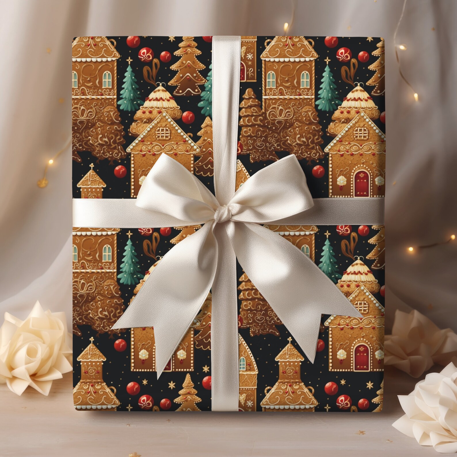 Christmas Wrapping Paper Gingerbread Gift Wrap Xmas Holiday Wrap ...