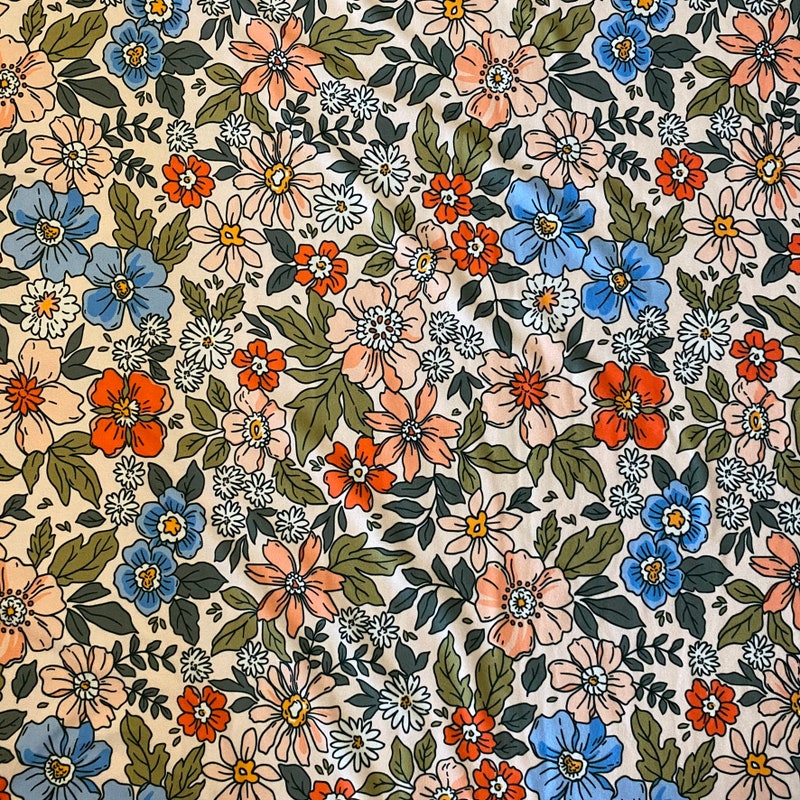 Retro Floral Fabric - Etsy