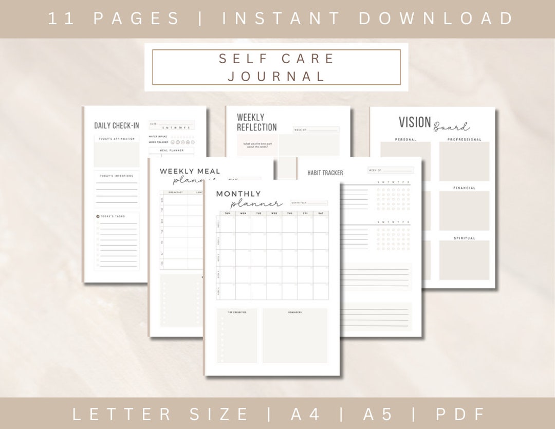 Self Care Printable Journal, Daily Reflection for Women, Journal ...