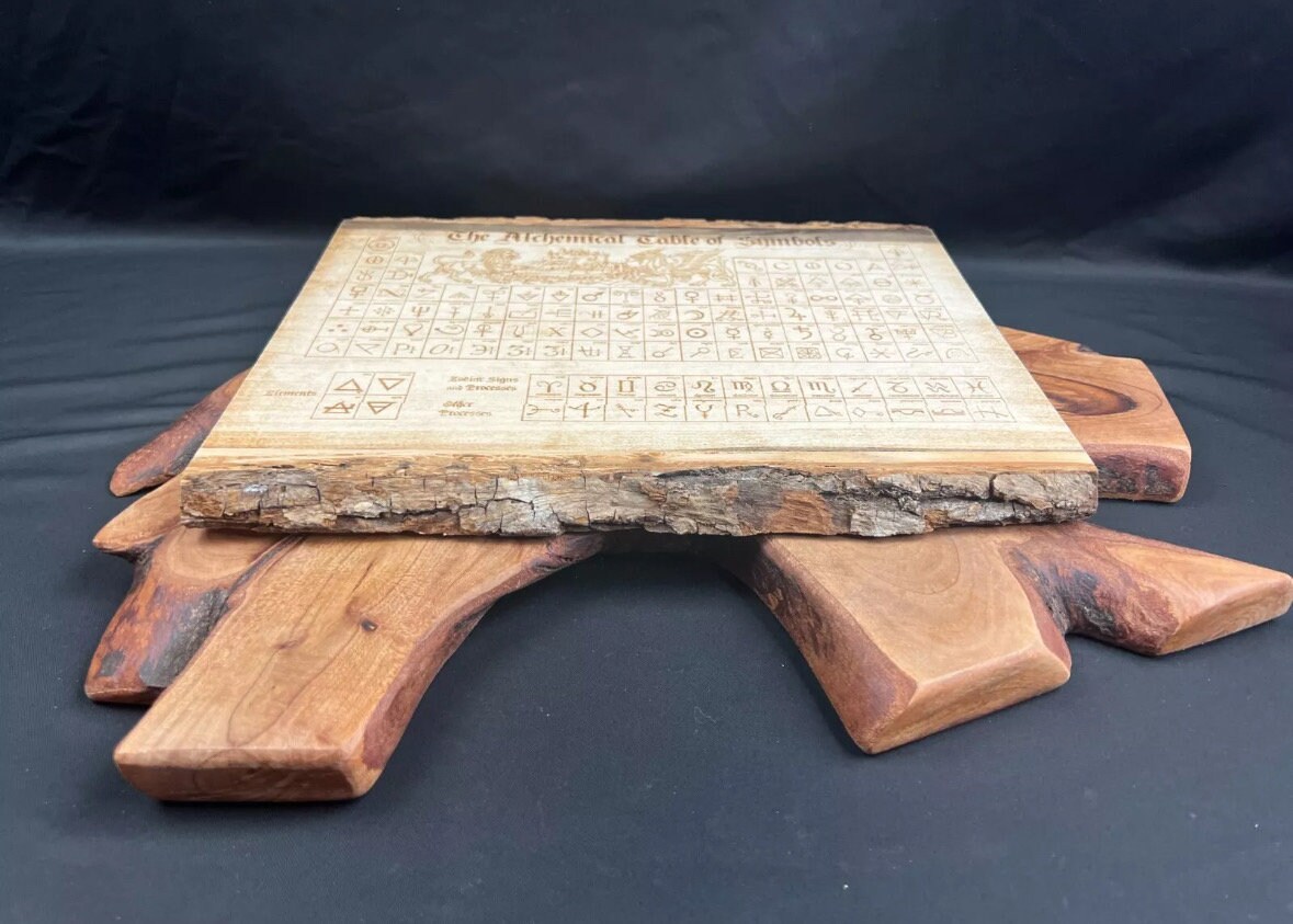 The Alchemical Table of Symbols on Live Edge Wood Plank - Etsy