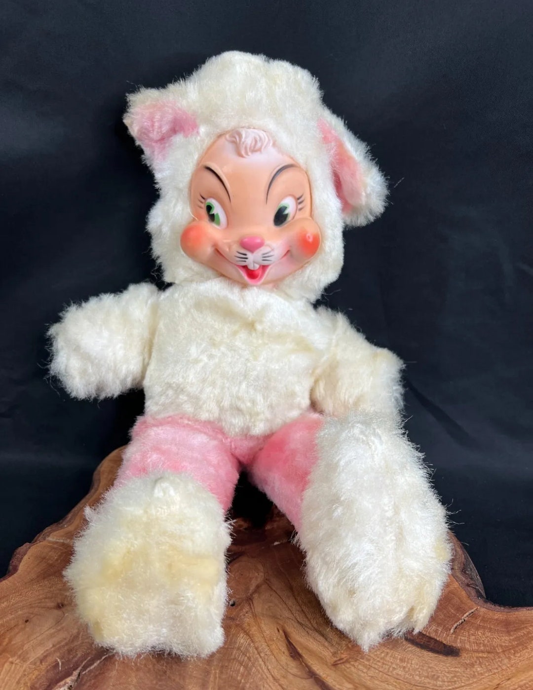 Vintage Rushton Star Creations Bunny Rabbit Lamb Cat Rubber Face Plush ...