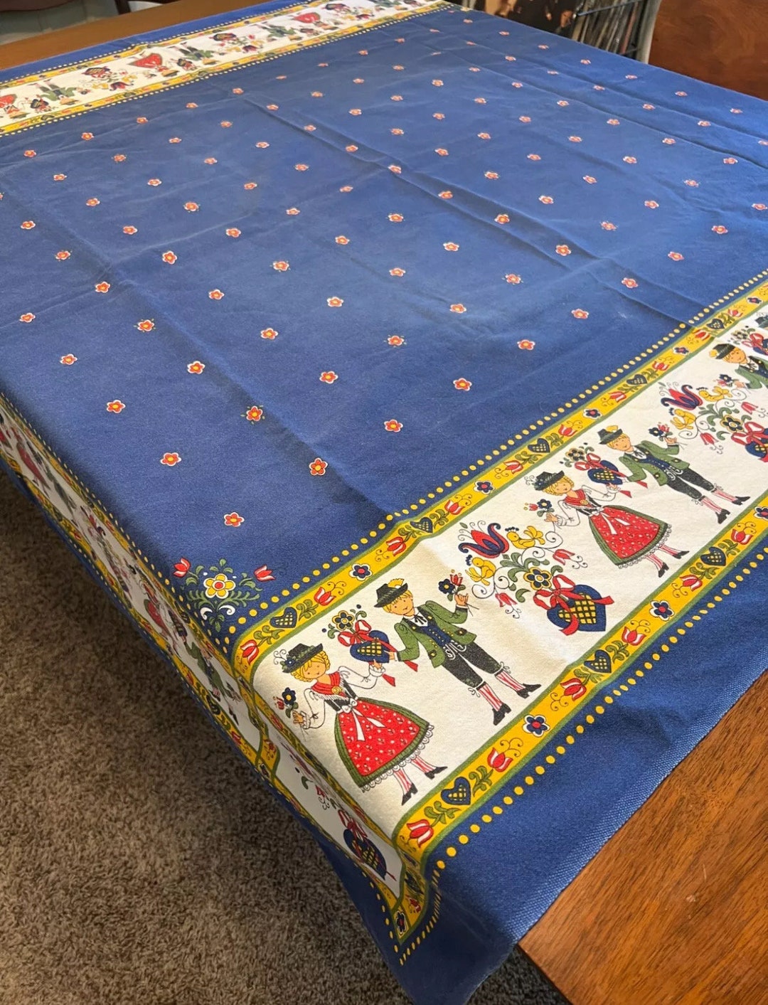 Vintage German Folk Art Baumwolle Tablecloth - Etsy