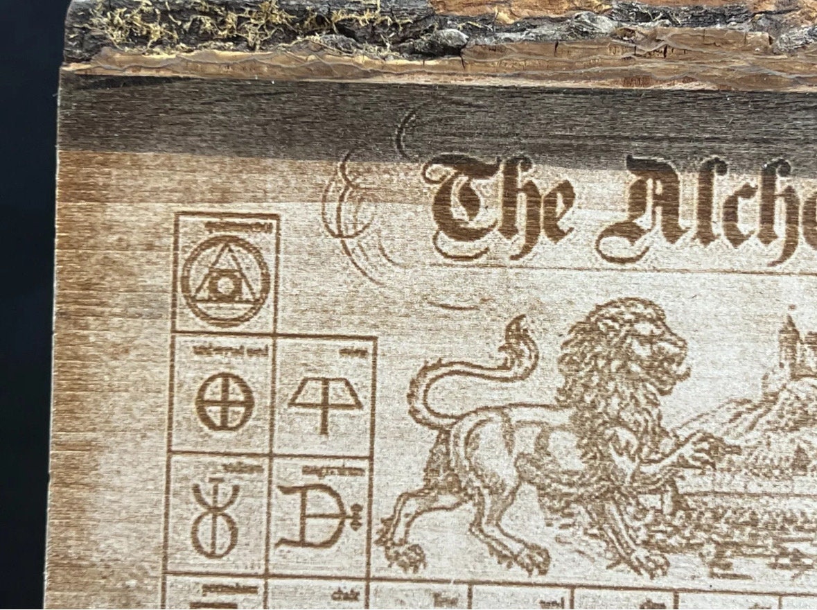 The Alchemical Table of Symbols on Live Edge Wood Plank - Etsy