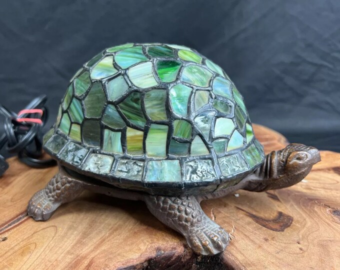 Vintage Tiffany Style Stained Glass Turtle Night Light Accent Lamp - Etsy