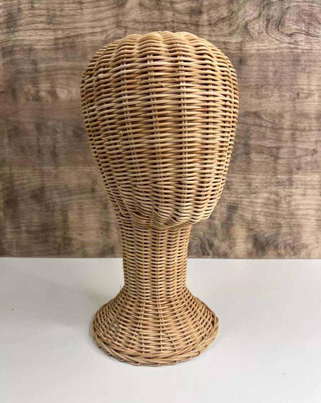 13 Handmade Mannequin Wicker Rattan Head Hat Wig Stand Shop Vintage ...