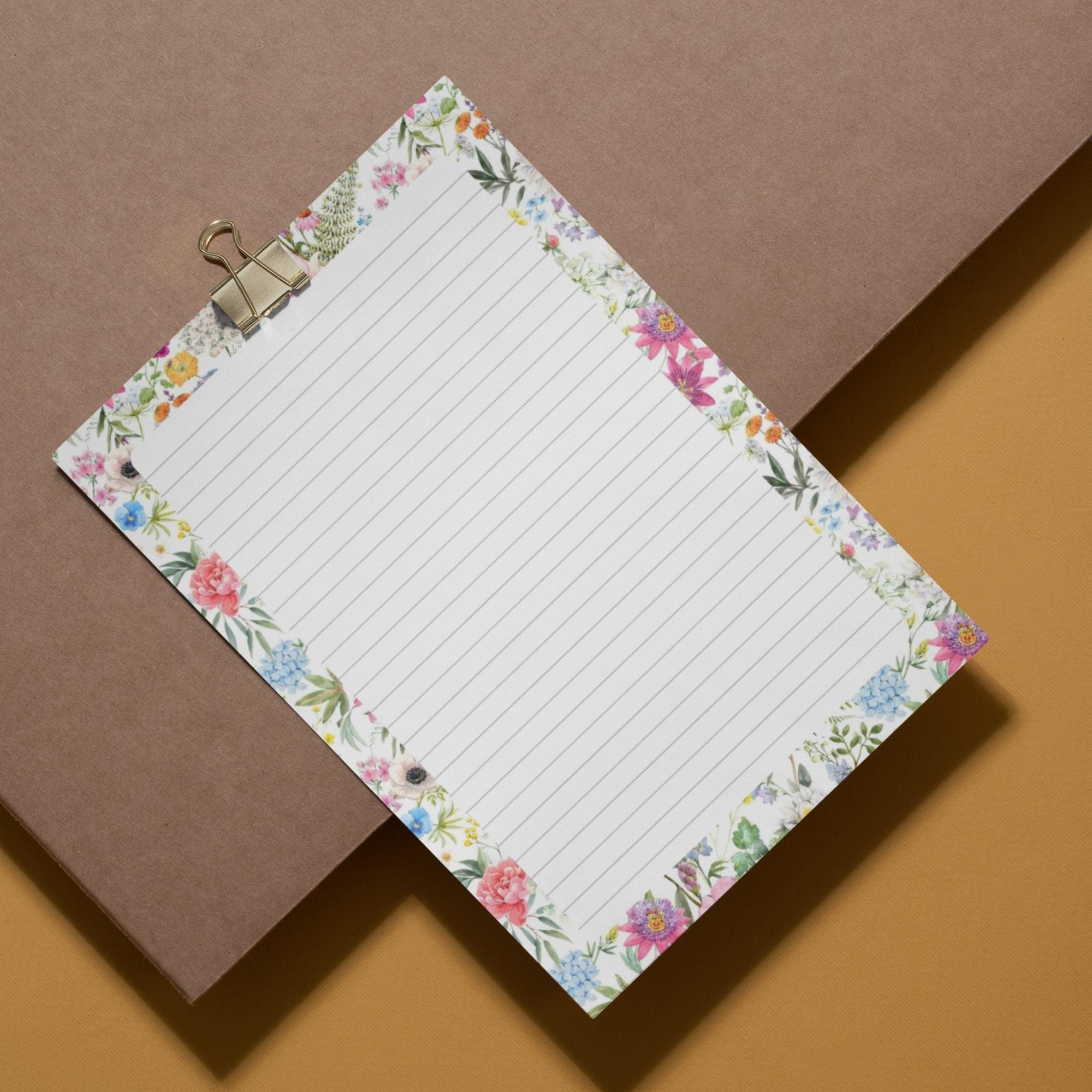 Boho Floral Stationery Floral Lined Paper Wildflowers Writing - Etsy