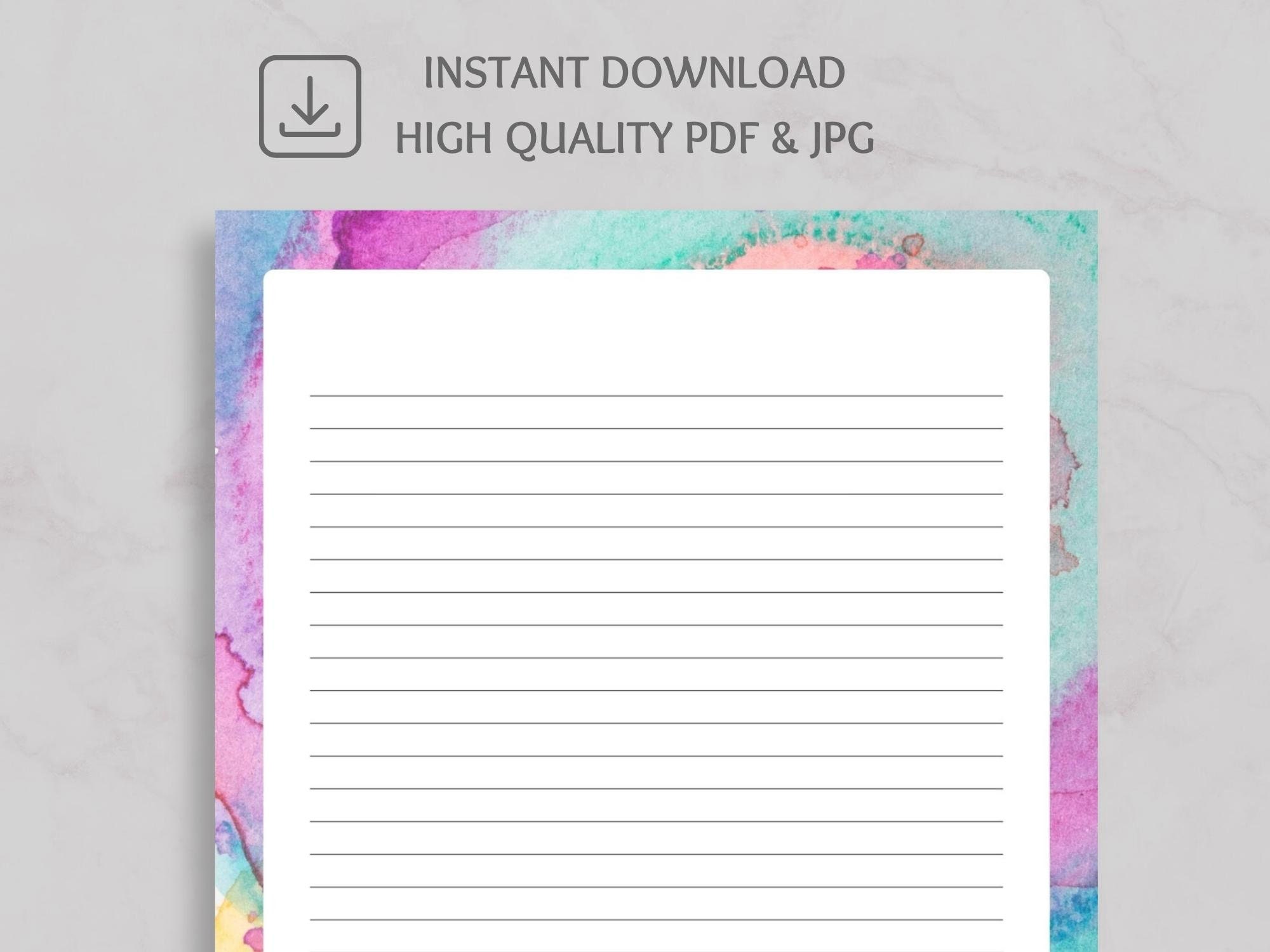 Stationery Paper Printable, Digital Letter Writing Page, Pretty Writing ...