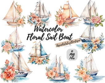Watercolor Sail Boat Digital Download Wall Art Watercolor Clipart Sail ...