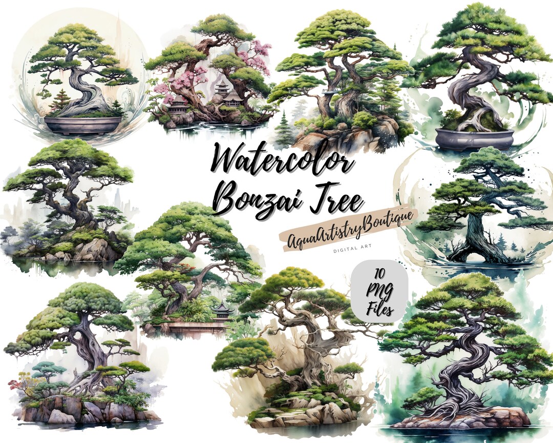 Watercolor Bonsai Tree | Digital Download | Wall Art | Watercolor ...