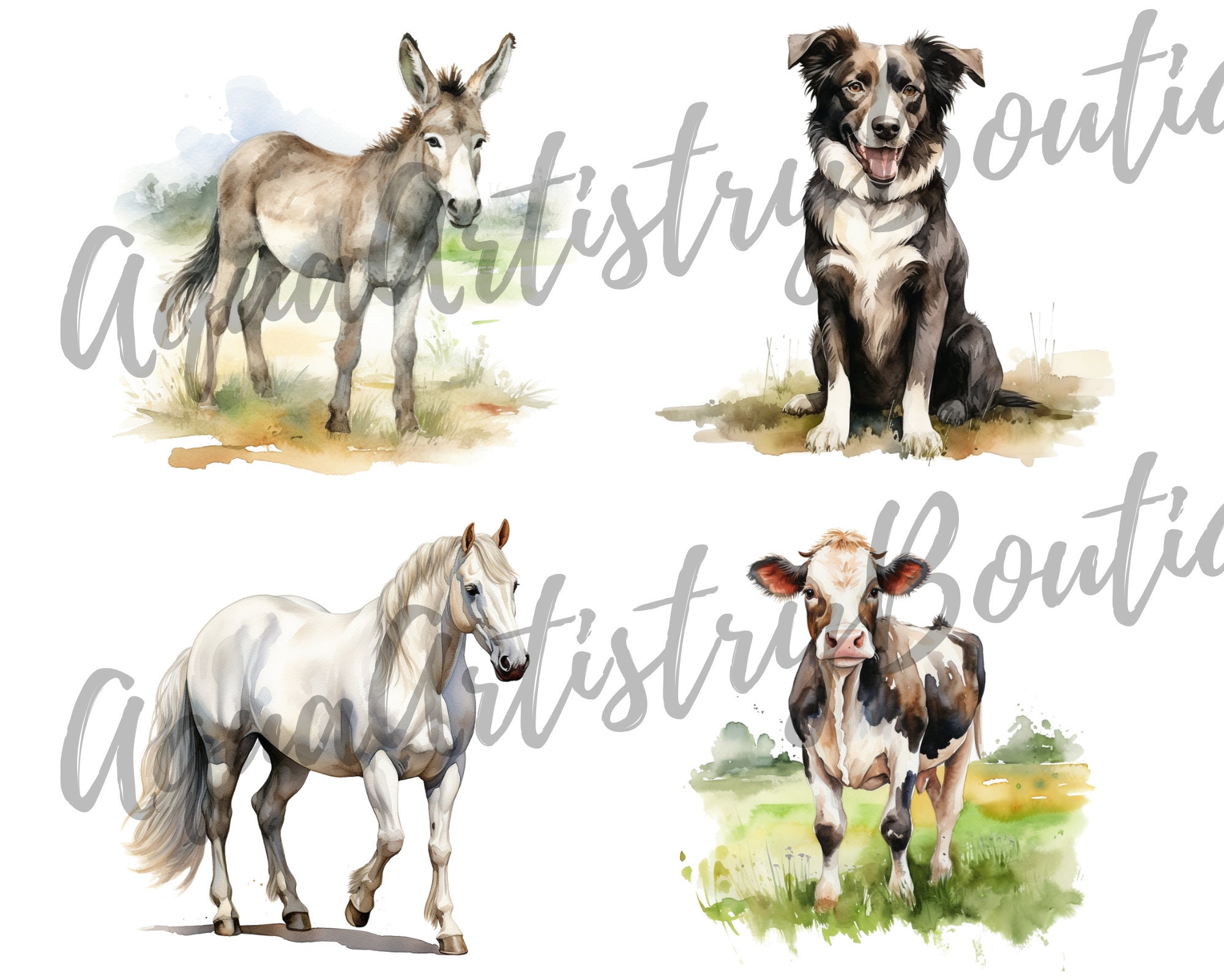 Watercolor Farm Animals Digital Download Wall Art - Etsy