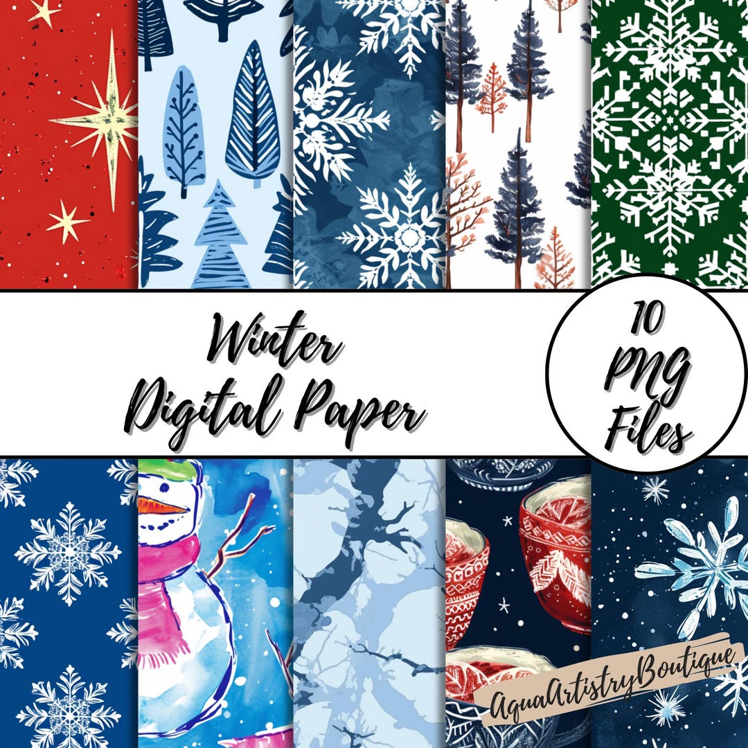 Winter Digital Paper | Winter Background | Christmas Digital Paper ...