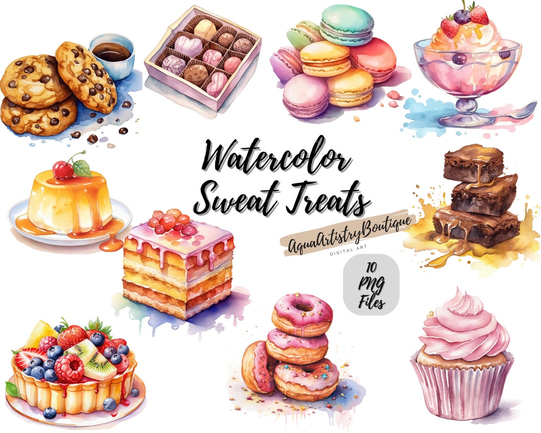 Watercolor Sweet Dessert | Digital Download | Wall Art | Watercolor ...