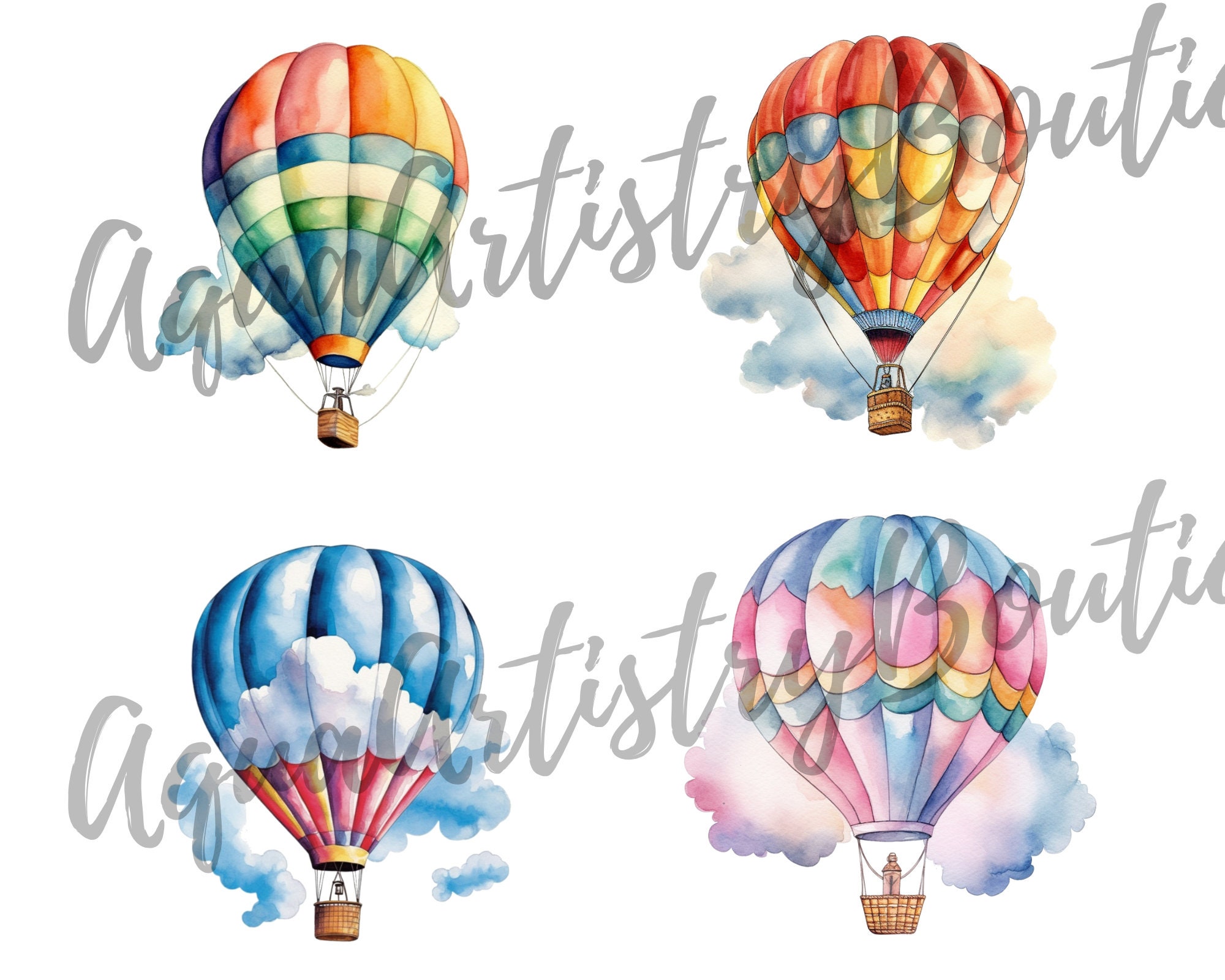 Watercolor Hot Air Balloon Digital Download Watercolor - Etsy