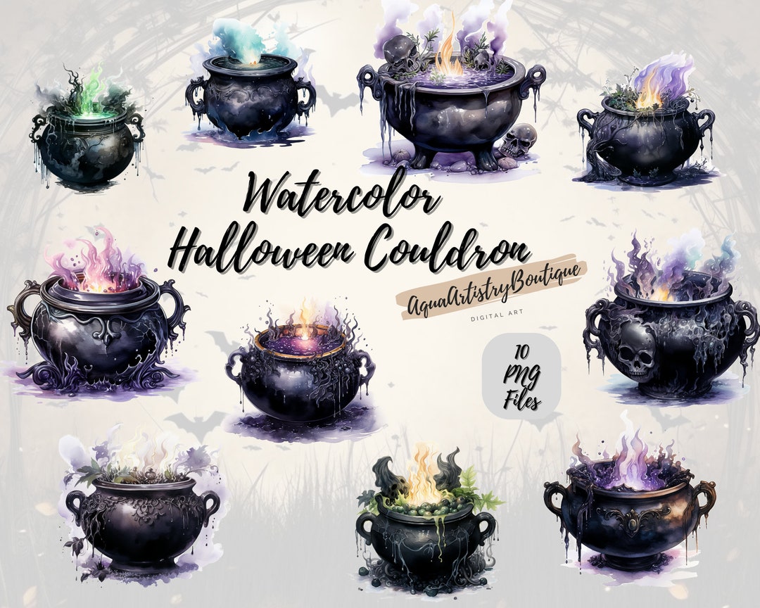 Watercolor Halloween Cauldron | Digital Download | Watercolor Clipart ...