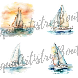 Watercolor Sail Boat | Digital Download | Wall Art | Watercolor Clipart ...