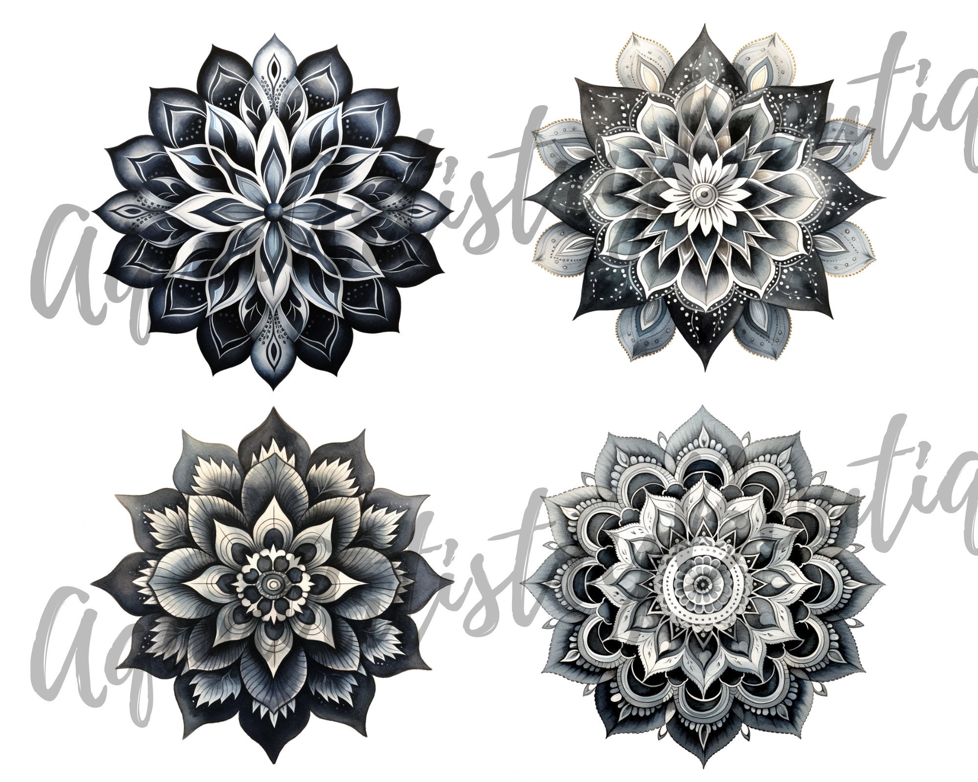 Watercolor Gothic Mandala Digital Download Wall Art - Etsy