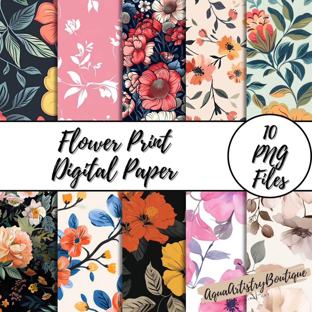 Flower Digital Paper | Digital Download | Floral Digital Paper | Flower ...