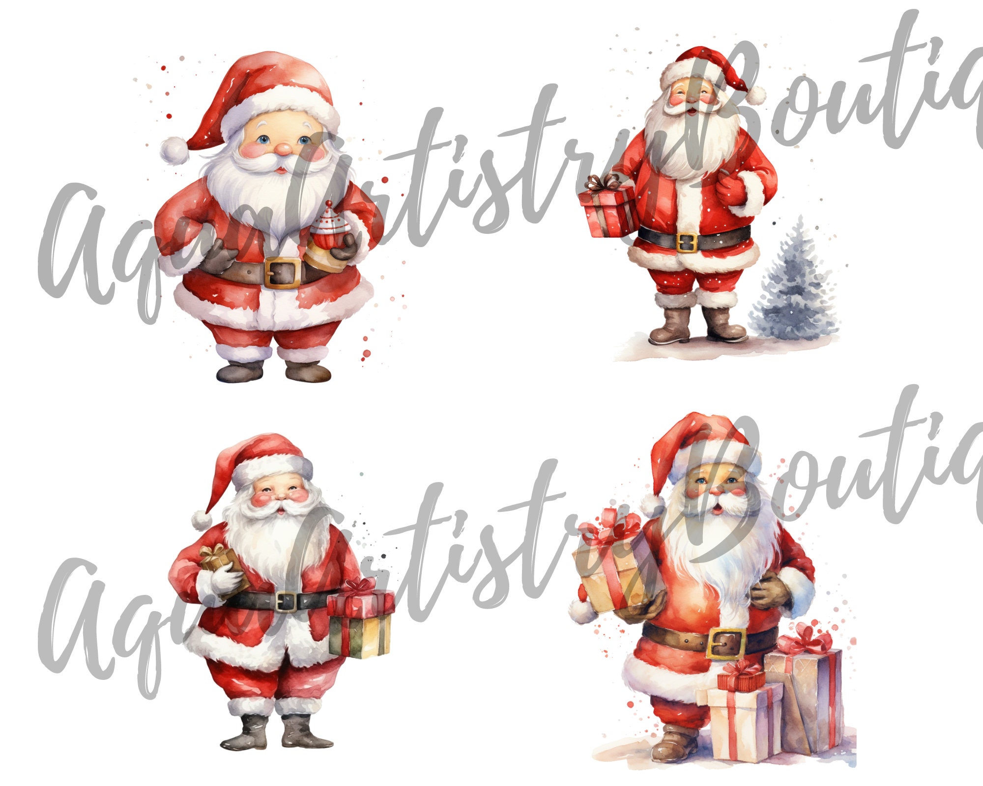 Watercolor Santa Claus Digital Download Wall Art Watercolor Clipart ...