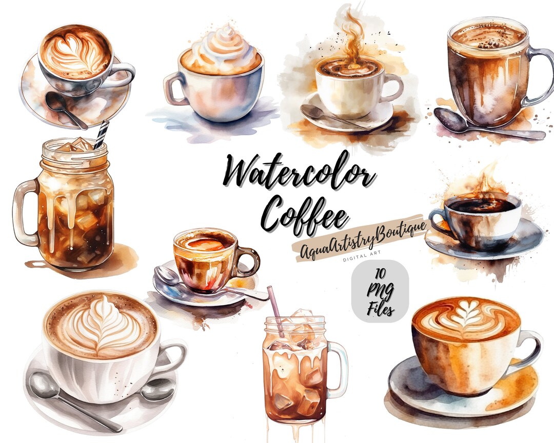 Watercolor Coffee | Digital Download | Wall Art | Watercolor Clipart ...