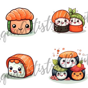 Watercolor Kawaii Sushi | Digital Download | Wall Art | Watercolor ...