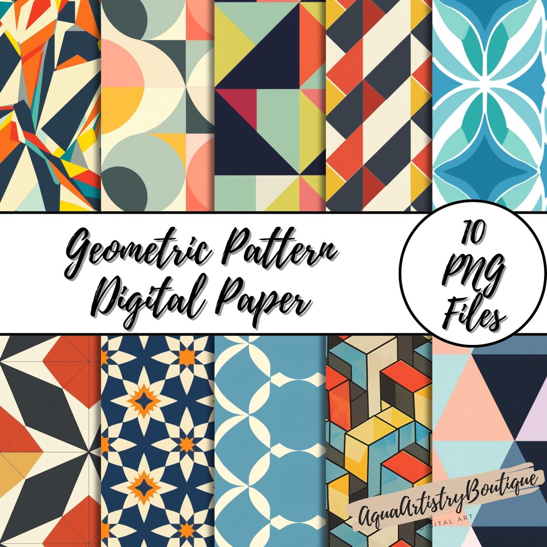 Geometric Digital Paper | Digital Download | Retro Digital Paper ...