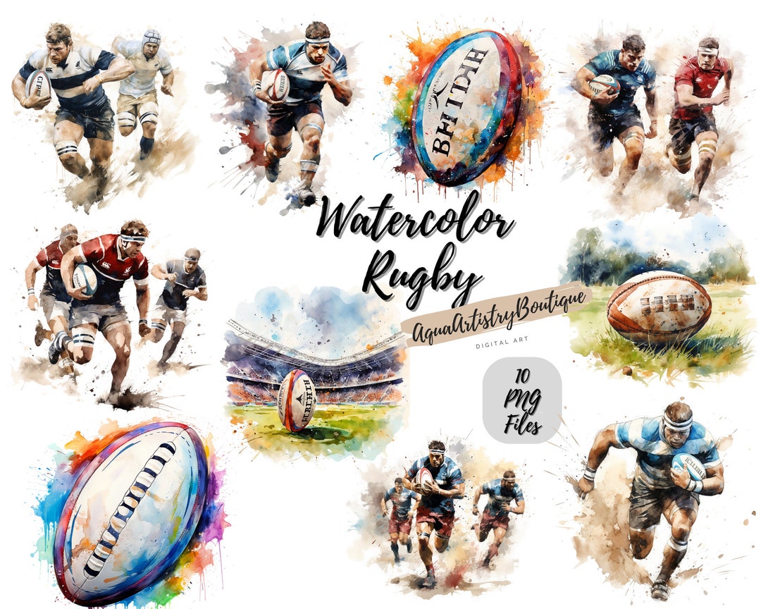 Watercolor Rugby | Digital Download | Wall Art | Watercolor Clipart ...