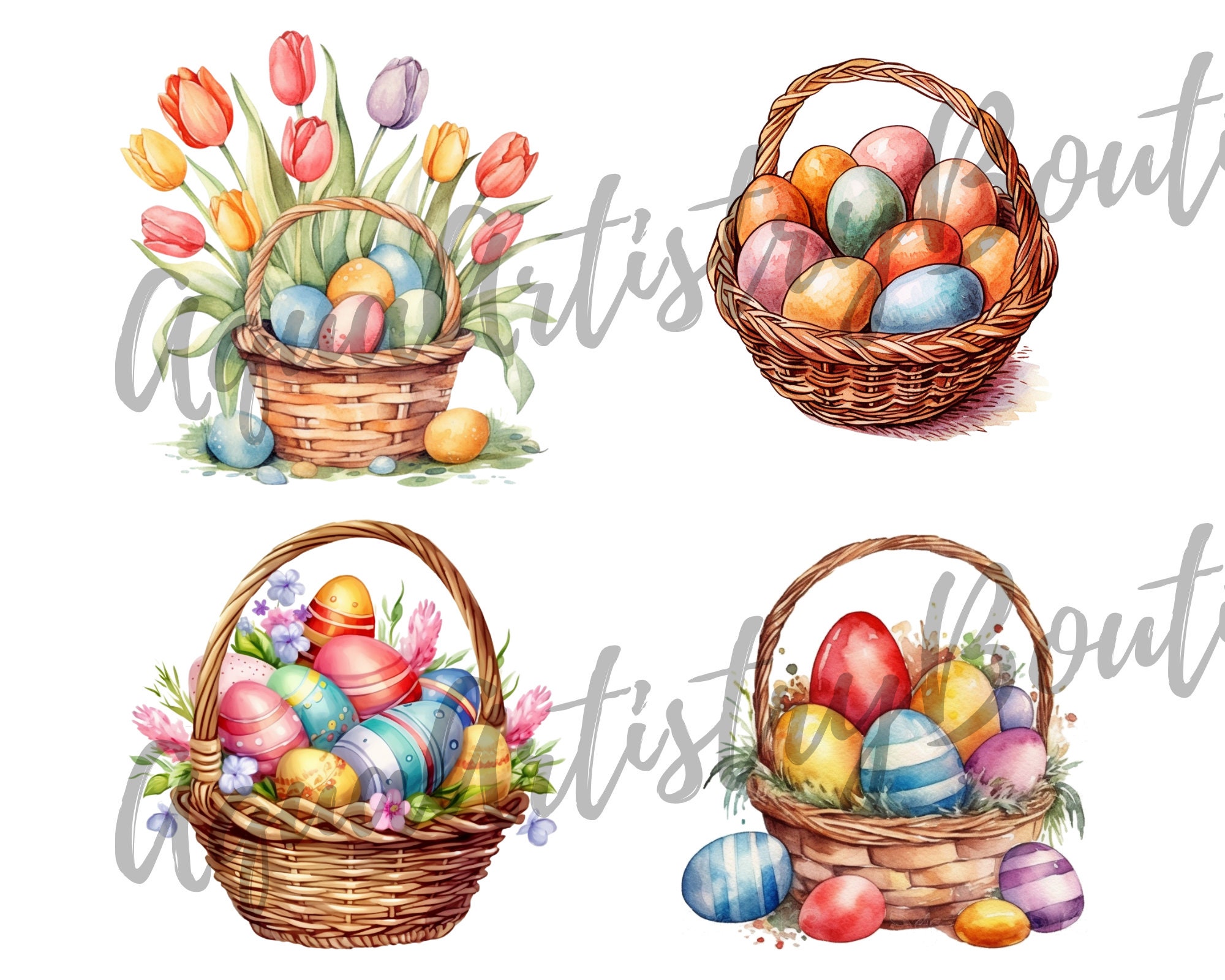 Watercolor Easter Basket Digital Download Wall Art - Etsy