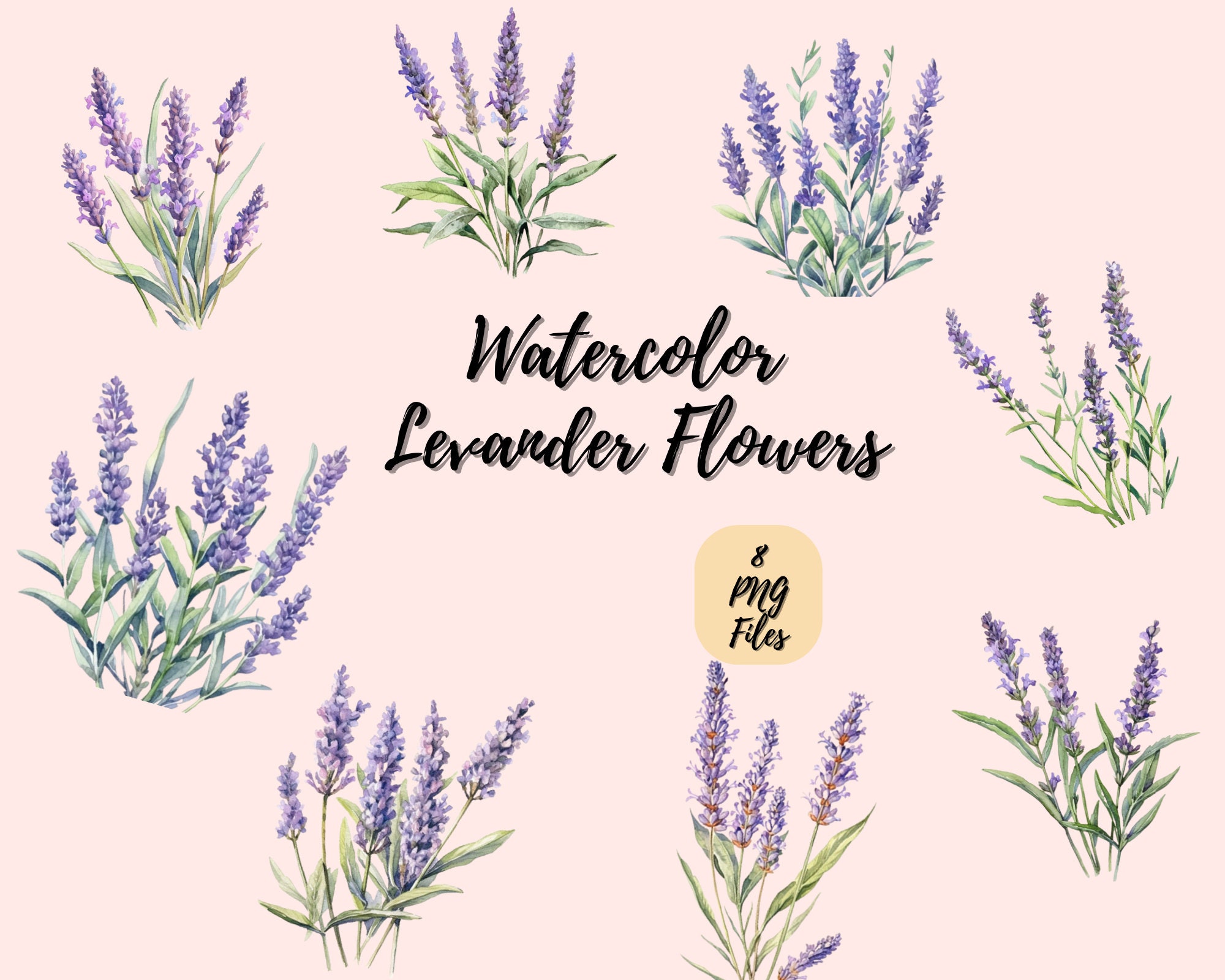 Watercolor Levander Digital Download Wall Art Watercolor - Etsy