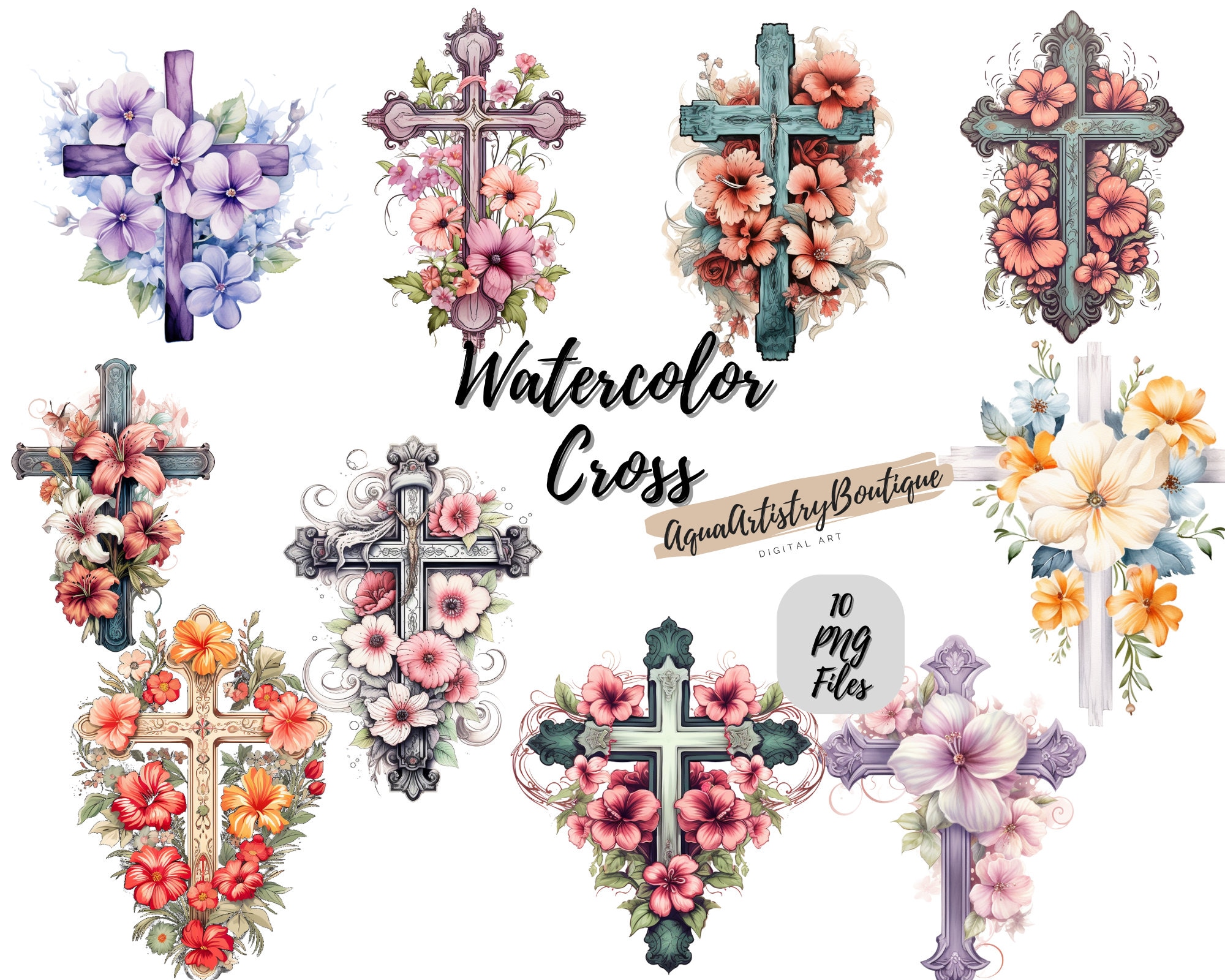 Watercolor Cross Digital Download Wall Art Watercolor - Etsy