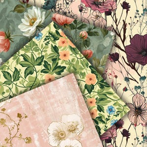 Vintage Flowers Digital Paper | Floral Background | Floral Digital ...