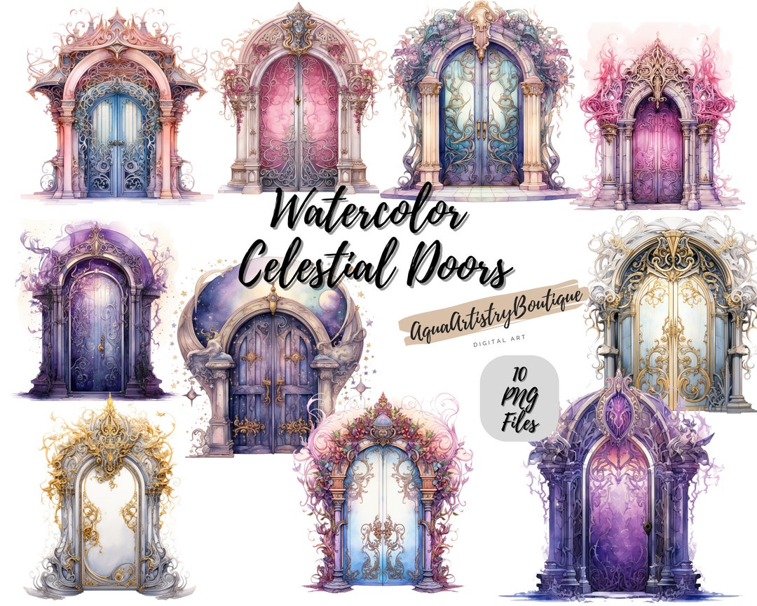 Watercolor Celestial Doors | Digital Download | Wall Art | Watercolor ...