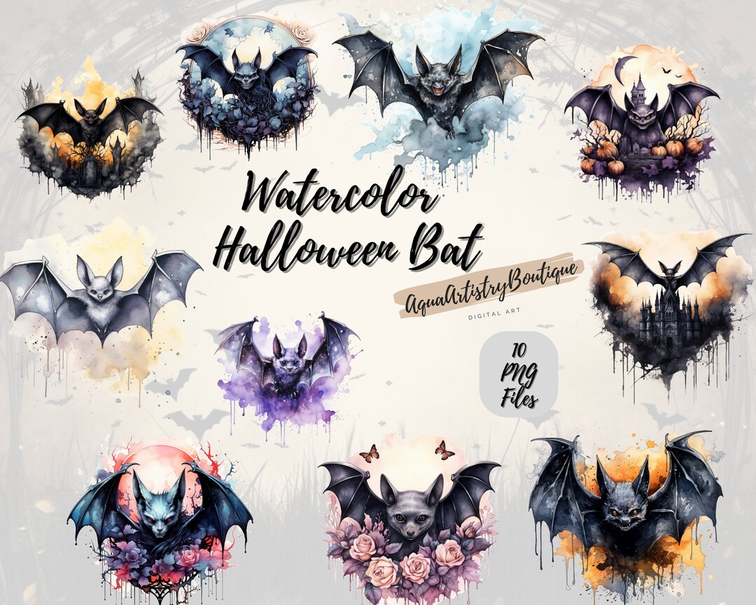 Watercolor Halloween Bat | Digital Download | Wall Art | Watercolor ...