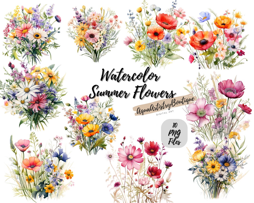 Watercolor Summer Flower | Digital Download | Wall Art | Watercolor ...
