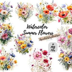 Watercolor Summer Flower | Digital Download | Wall Art | Watercolor ...