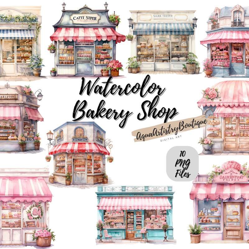 Watercolor Bakery Clipart - Etsy