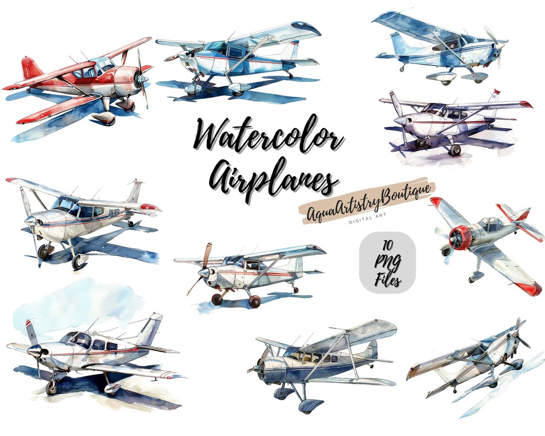 Watercolor Airplane | Digital Download | Wall Art | Watercolor Clipart ...
